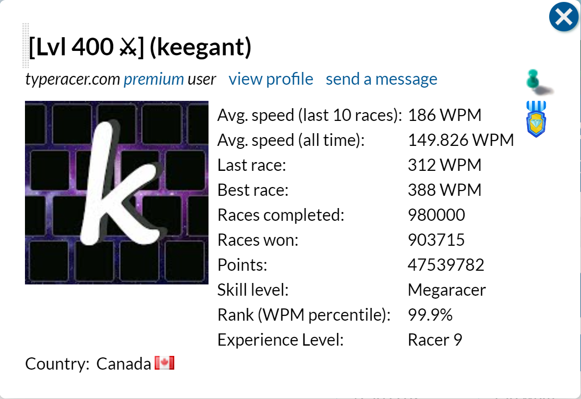Start your engines, and let’s race to 1 million! TypeRacer KeeganT is ...